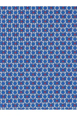 FERRAGAMO Gancini Print Silk Neck Tie - Blue