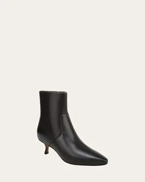 Vince Simone Leather Ankle Boots - Black