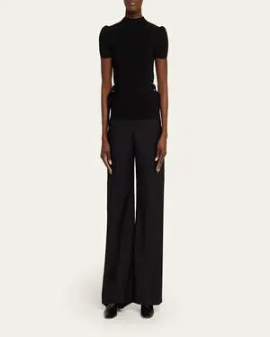 3.1 Phillip Lim Compact Rib Tulip Top - Black