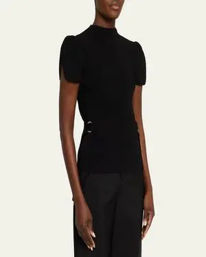 3.1 Phillip Lim Compact Rib Tulip Top - Black