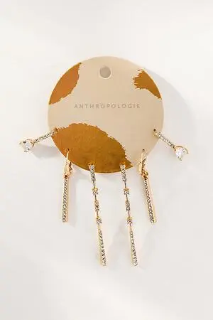 Anthropologie Slim Crystal Drop Earrings, Set Of 3 - Gold