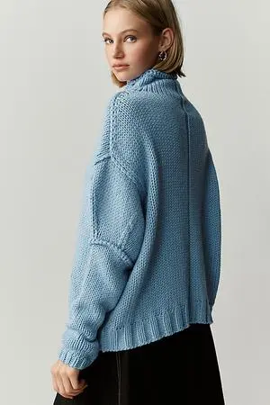 Maeve Chunky Wool Blend Turtleneck Sweater
