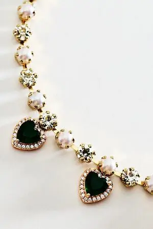 Anthropologie Gemstone Chain Necklace - Emerald