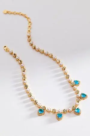 Anthropologie Gemstone Chain Necklace - Sky Blue
