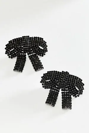 Anthropologie Crystal Bow Earrings - Black