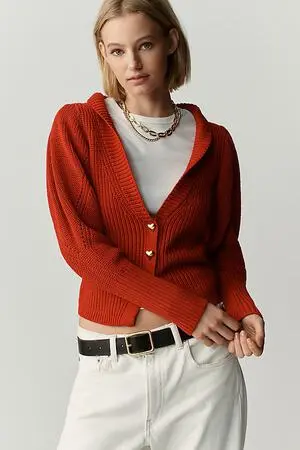 Maeve V-neck Cardigan Sweater With Heart Clasps