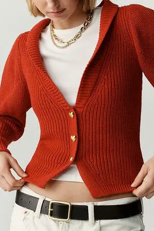 Maeve V-neck Cardigan Sweater With Heart Clasps