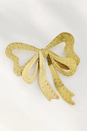 Anthropologie Metal Bow Brooch - Gold