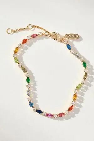 Anthropologie Crystal Tennis Bracelet - Red Pattern