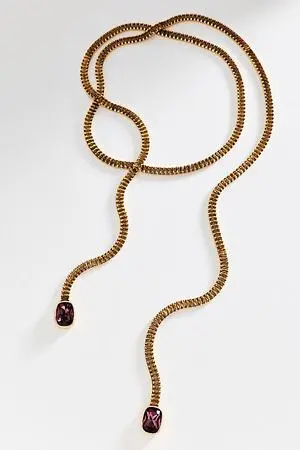 Anthropologie Layered Snake Chain Crystal Necklace - Lavender