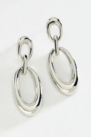 Anthropologie Linked Metal Drop Earrings - Silver
