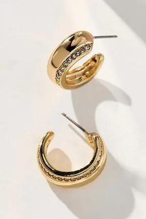 Anthropologie Pavé Hoop Earrings - Gold