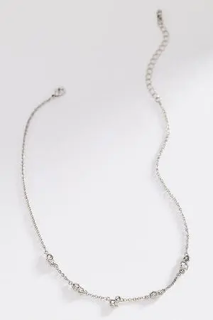 Anthropologie Delicate Crystal Necklace - Silver