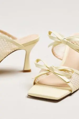 Maeve Mesh Double-bow Open-toe Heels - Yellow