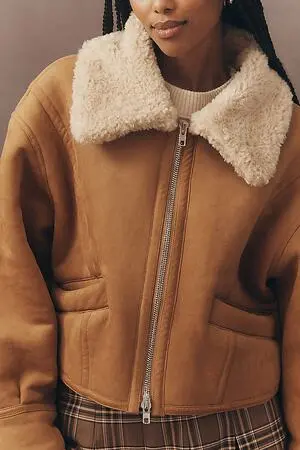 Moon River Faux Shearling Zip-up Jacket