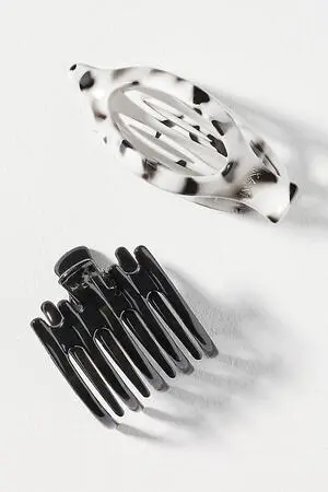 KAXI Set Of Hair Clips - Black Pattern