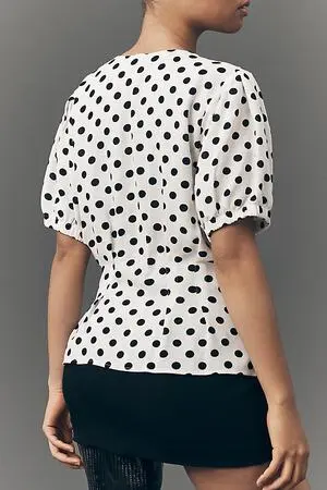 Maeve Polka Dot Short-sleeve Blouse