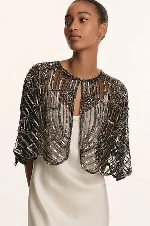Anthropologie Beaded Cape Top