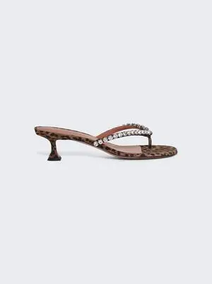Amina Muaddi Gigi Thong Printed Suede Sandals - Leopard