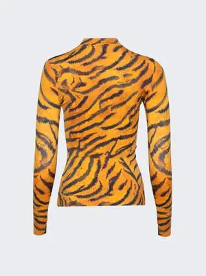 MARINE SERRE Tiger Printed Highneck Top