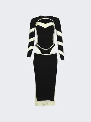 MARINE SERRE Jersey & Lace Long Dress
