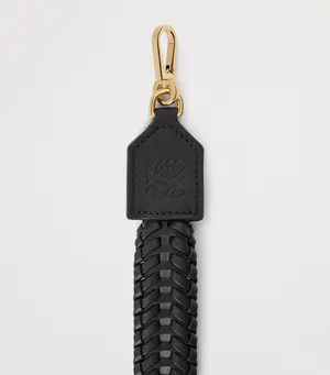 Loewe Leather Woven Bag Strap - Black