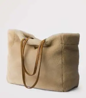 Prada Shearling Leather Tote Bag