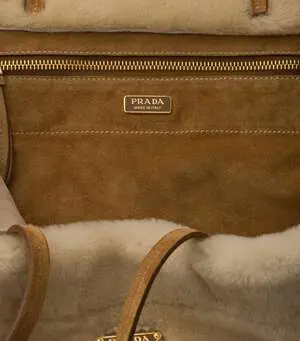 Prada Shearling Leather Tote Bag