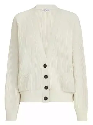 Brunello Cucinelli Ribbed Pocket Cardigan - Neutrals