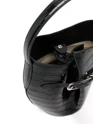 LIFFNER Croc-embossed Bucket Bag With Belt Detail