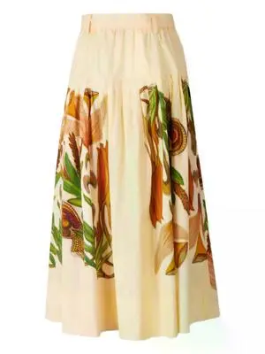 Ulla Johnson Filagree Botanical-print Midi Skirt - Neutrals