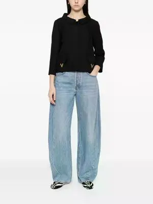 Valentino Garavani Collared Jacket With Flap Pockets - Black