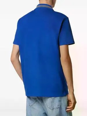 Versace Embroidered Cotton Piqué Polo - Blue