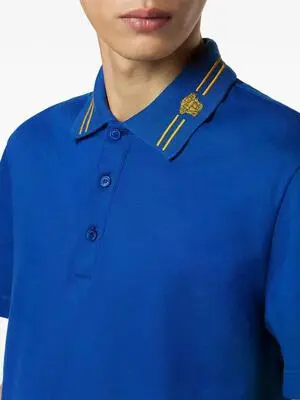 Versace Embroidered Cotton Piqué Polo - Blue