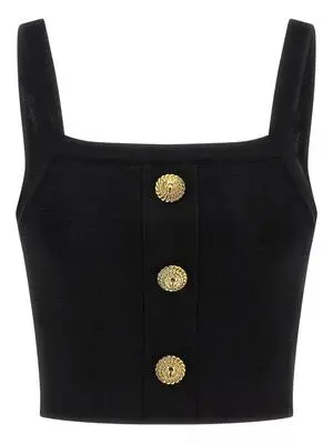 Balmain Button-detail Top - Black