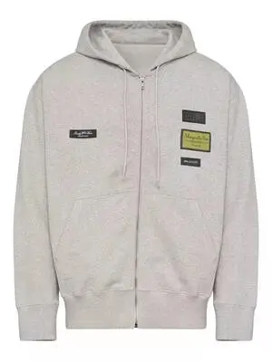 MAISON MARGIELA Zip-up Logo-appliqué Hoodie - Grey