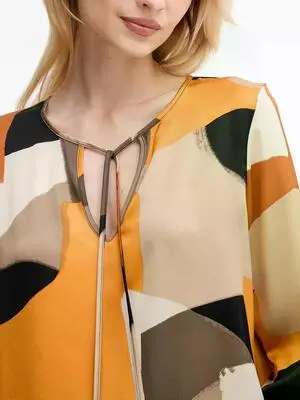 Joseph Ribkoff Geometric Tie-neck Blouse