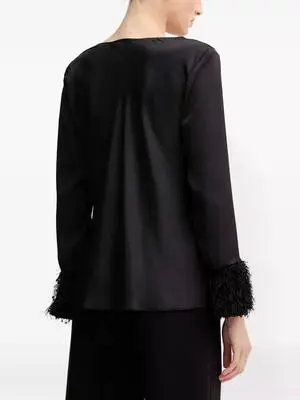 Joseph Ribkoff Cowl-neck Fringed-hem Blouse