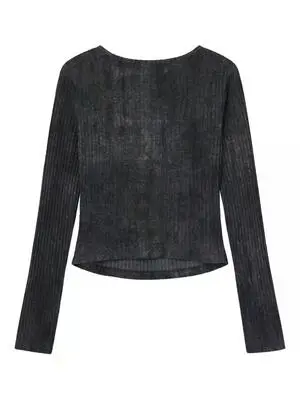 B+AB Button-down Ribbed Top