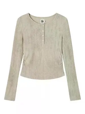 B+AB Ribbed Knit Button Top