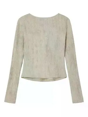 B+AB Ribbed Knit Button Top