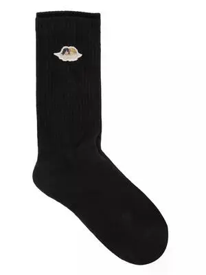 Fiorucci Angels Patch Ribbed Socks - Black