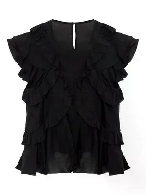 MARANT ETOILE Nalou Ruffled Top - Black