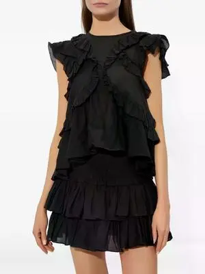 MARANT ETOILE Nalou Ruffled Top - Black