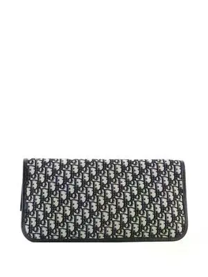 Dior Fold Over Oblique Canvas Clutch Bag - Blue