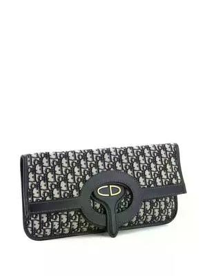 Dior Fold Over Oblique Canvas Clutch Bag - Blue
