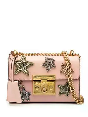 GUCCI Small Leather Star Padlock Crossbody Bag