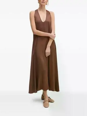 FRACOMINA V-neck Tie-back Dress - Brown