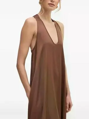 FRACOMINA V-neck Tie-back Dress - Brown