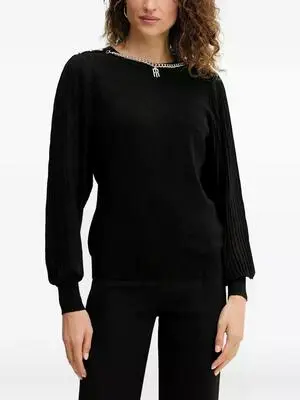 FRACOMINA Pleated Sleeve Chain Knitwear - Black